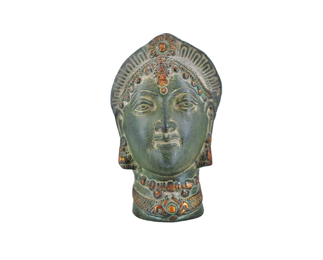 Brass Antique Goddess Parvati Head Idol Figurine Home Decorative ...