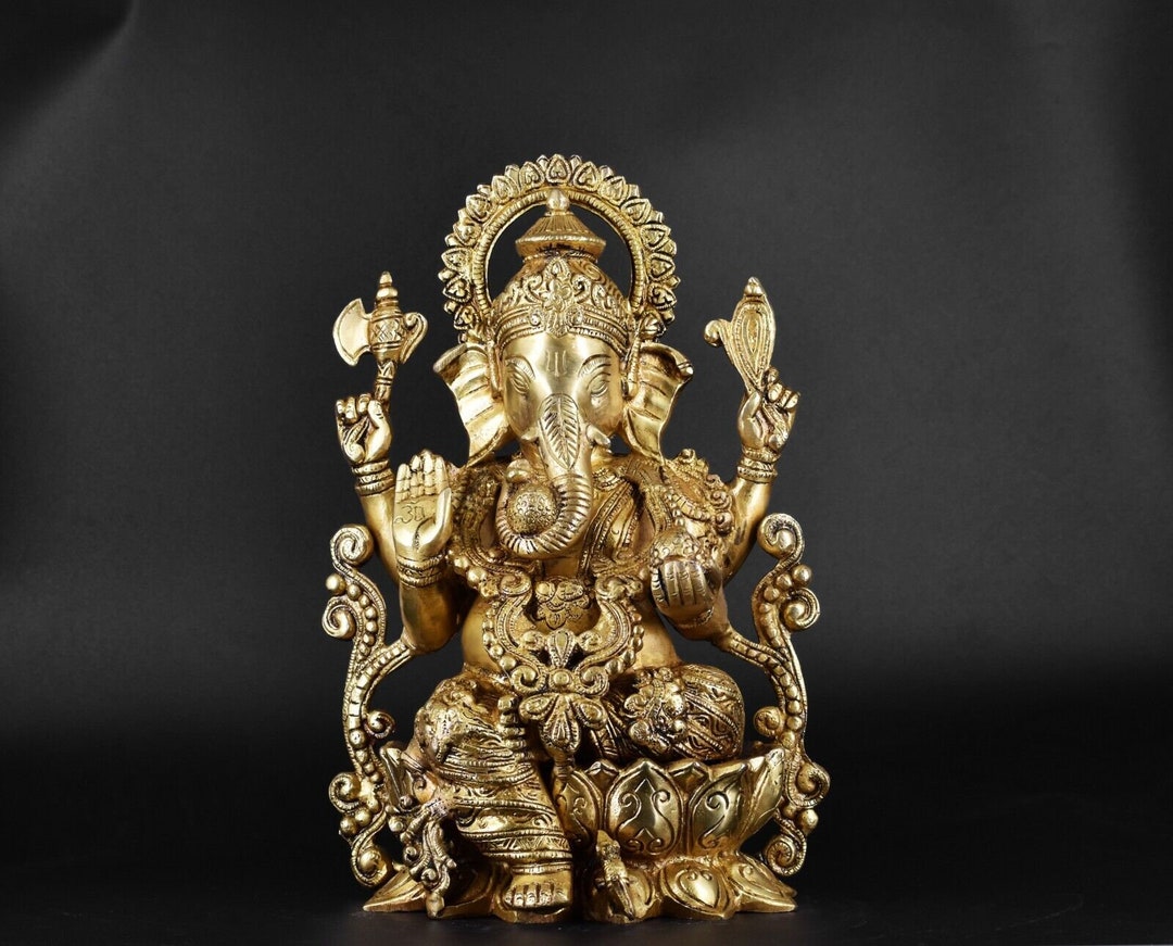 Lord Ganesha Left Trunk Brass Statue Lord Ganpatti Idol Home Decor - Etsy