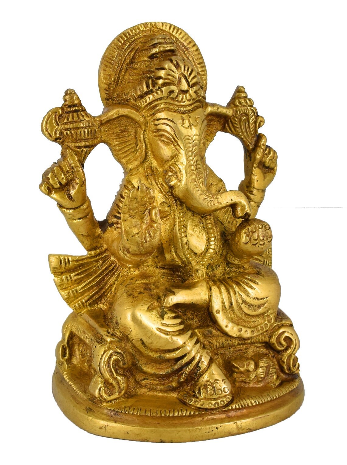 Lord Ganesha Sitting on Chair Showpiece Brass Ganesh Bhagwan Idol ...