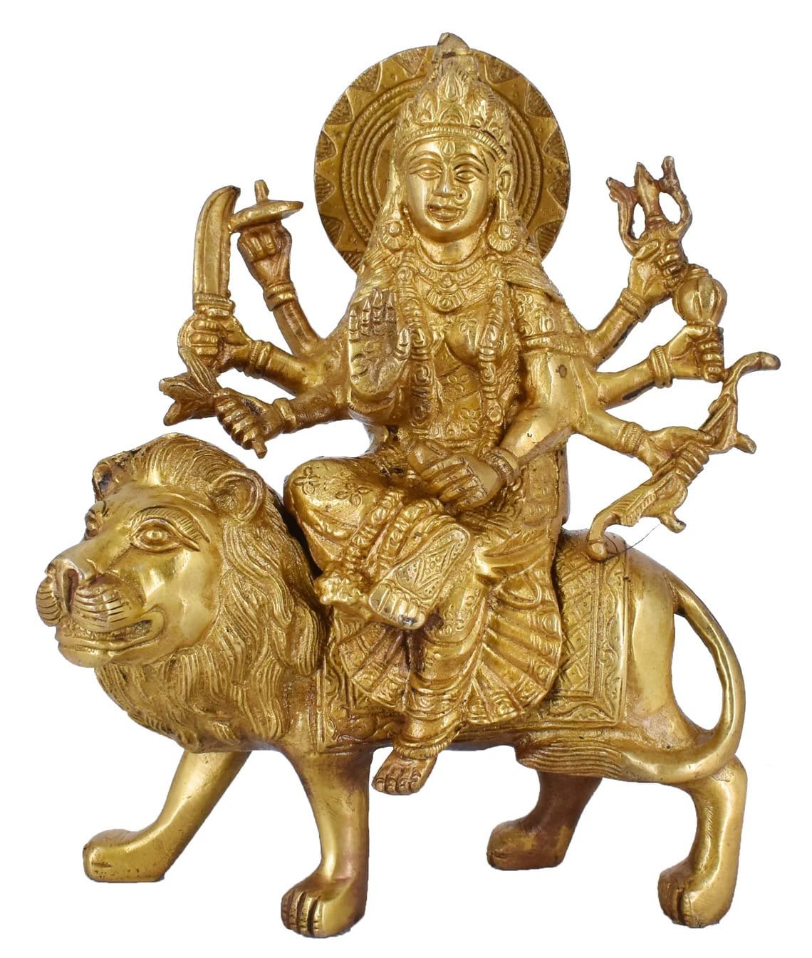 Brass Maa Durga/ma Sherwali Idol Sitting on Lion Murti Religious ...