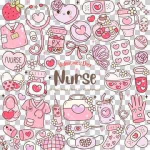 Groovy Valentine's Day Nurse Life Clipart | Pink Nurse PNG | Medical ...