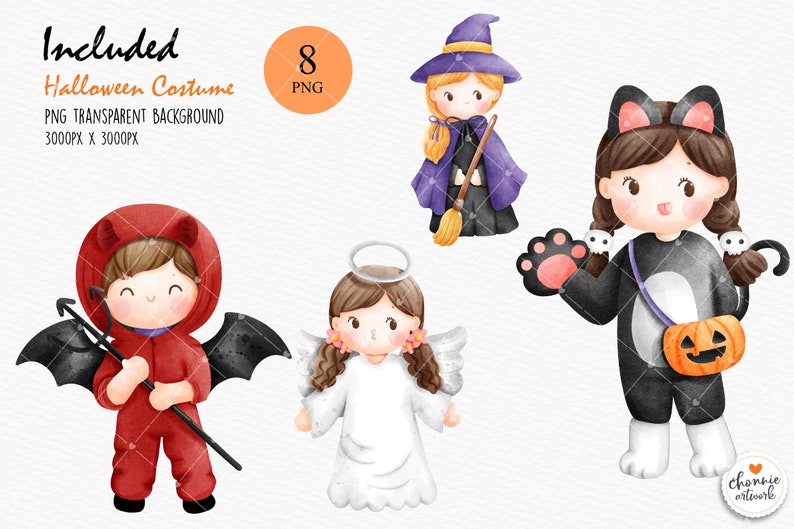 Halloween Clipart Halloween Costume Clipart Children - Etsy