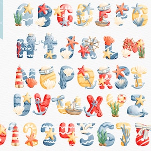 Nautical Alphabets and Numbers Clipart, Nautical Alphabet, Nautical ...