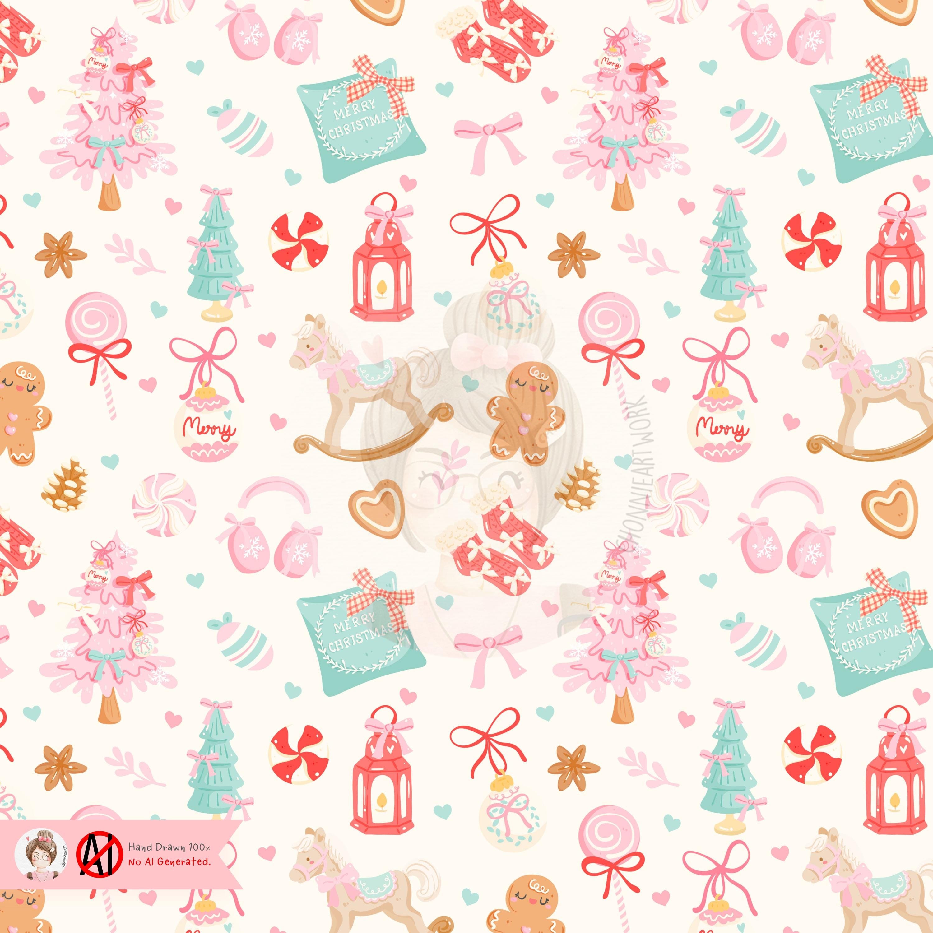Pastel Christmas Seamless, Cozy Winter Seamless Pattern, Girly Winter ...