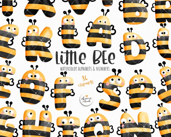 Little Bee Alphabets and Numbers Honey Bee Alphabet Bee | Etsy