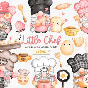 Watercolor Little Gnome Chef Clipart, Gnomes Chef PNG, Gnomes in the ...