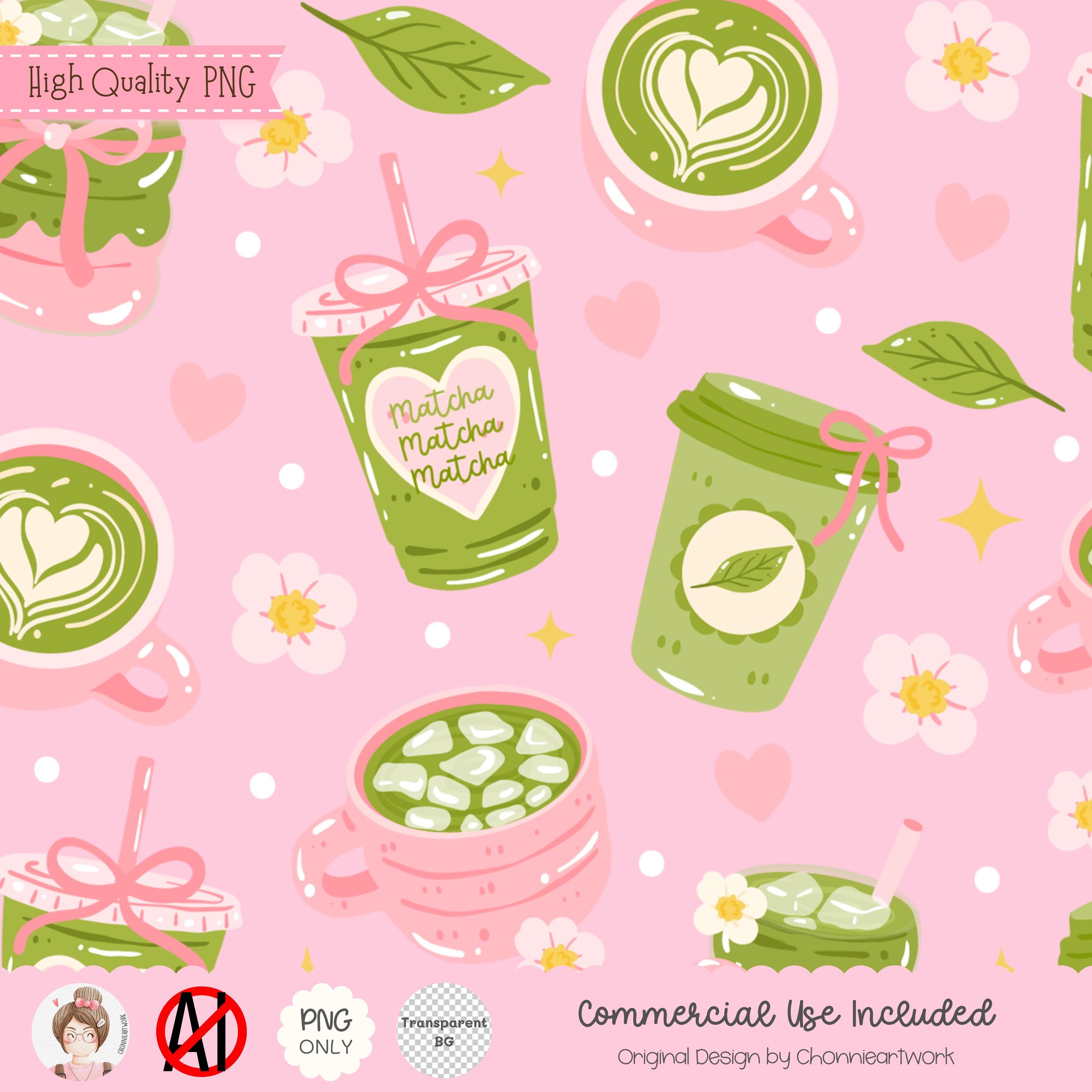 Matcha Lover Glass Can Wrap PNG, Kawaii Matcha Tea Design, Matcha Girly ...