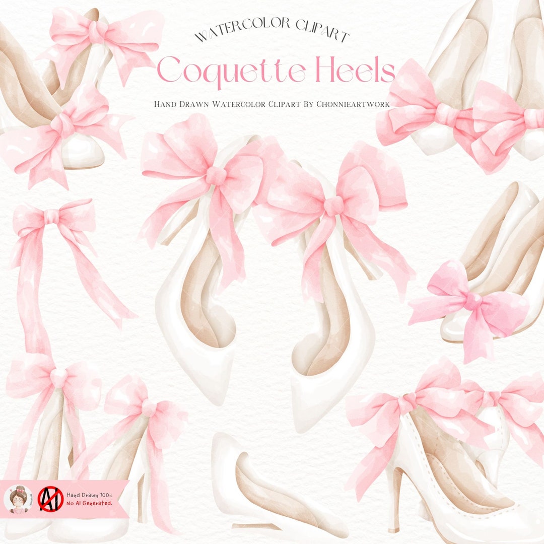Coquette High Heels PNG, Wedding Shoes PNG, Wedding Heels With Bow ...