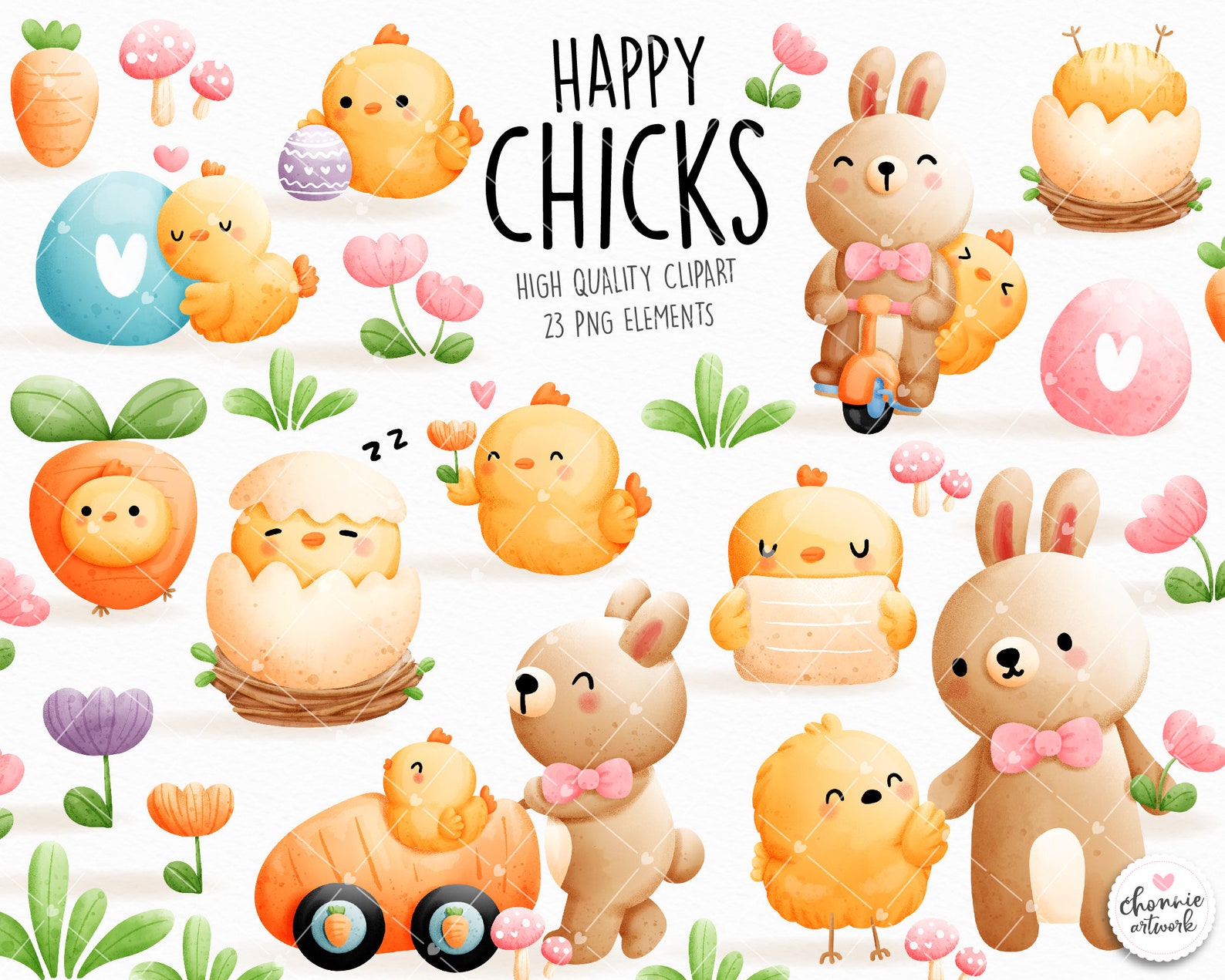 Baby Chicken Clipart Easter Chicken Clipart Rabbit Clipart - Etsy