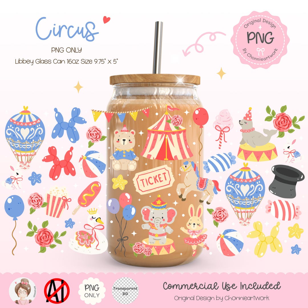 Circus Cup Wrap, Cute Carnival Cup Wrap, Circus Animal Nursery Wrap ...