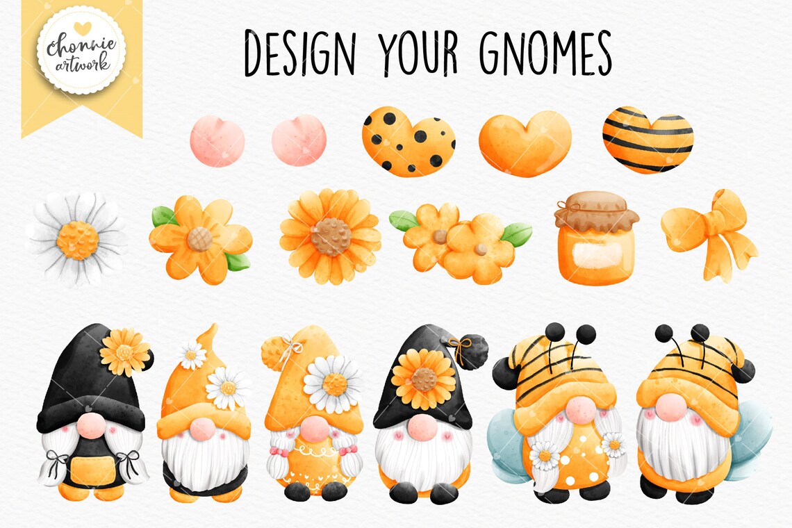 Bee Gnome Clipart Gnome Bee Clipart Honey Bee Clipart Gnome - Etsy