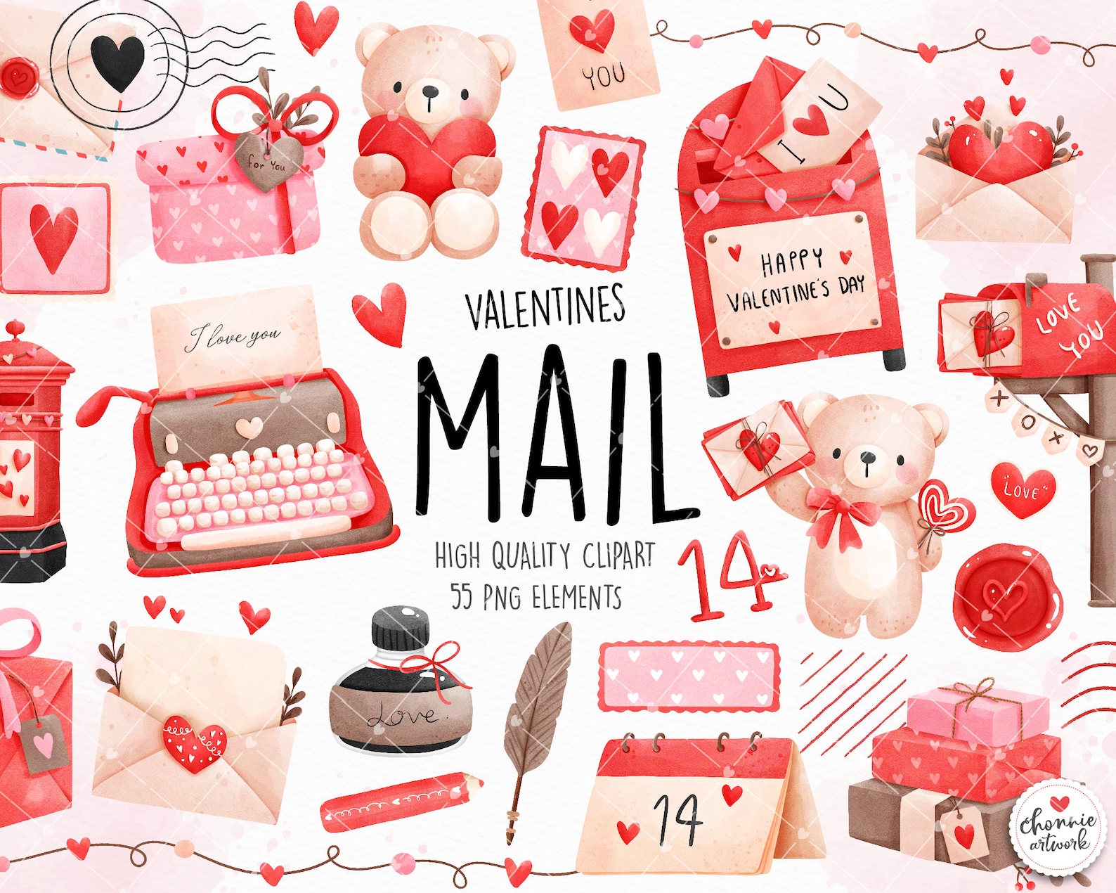Valentines Mail Clipart Valentines Letter Clipart - Etsy