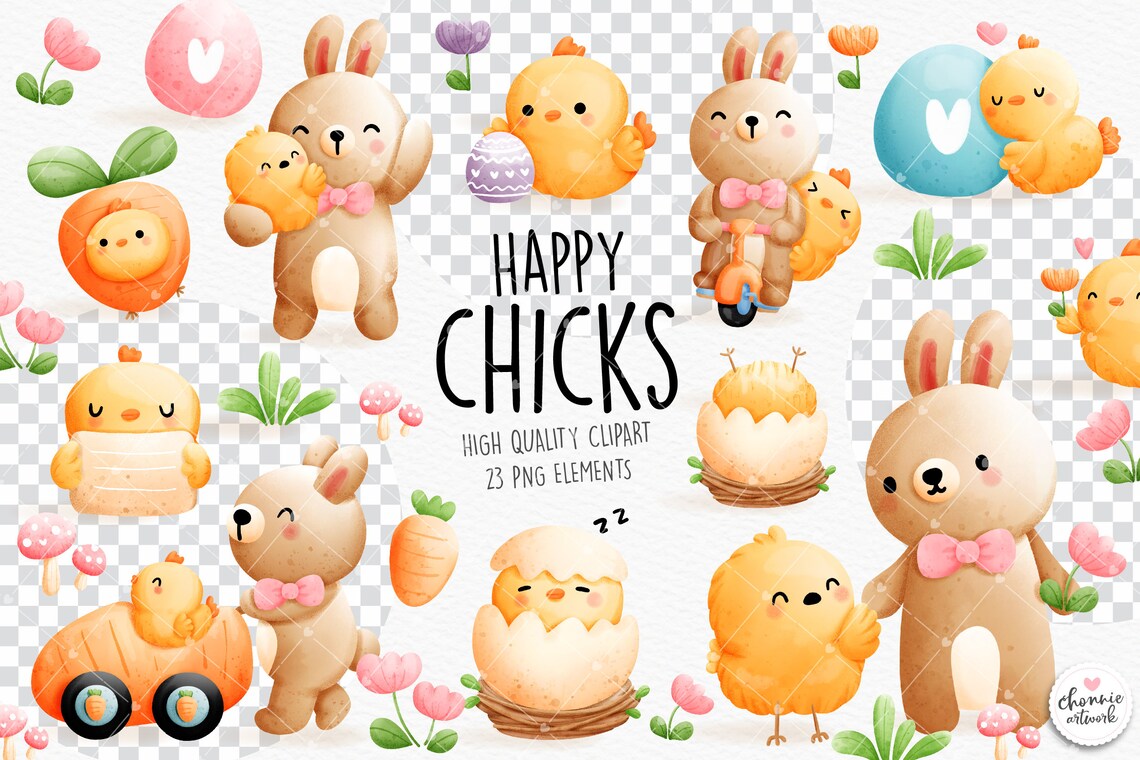Baby Chicken Clipart Easter Chicken Clipart Rabbit Clipart - Etsy