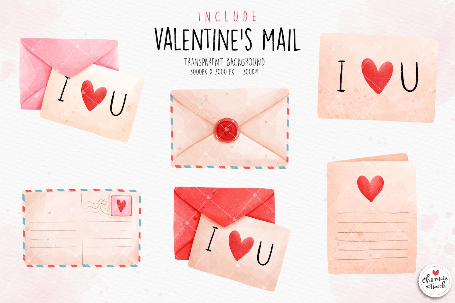 Valentines Mail Clipart Valentines Letter Clipart - Etsy