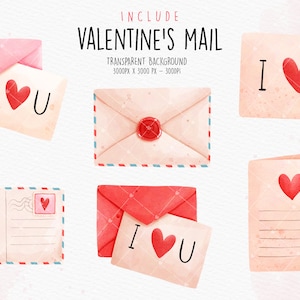 Valentines Mail Clipart, Valentines Letter Clipart, Valentine's Day ...