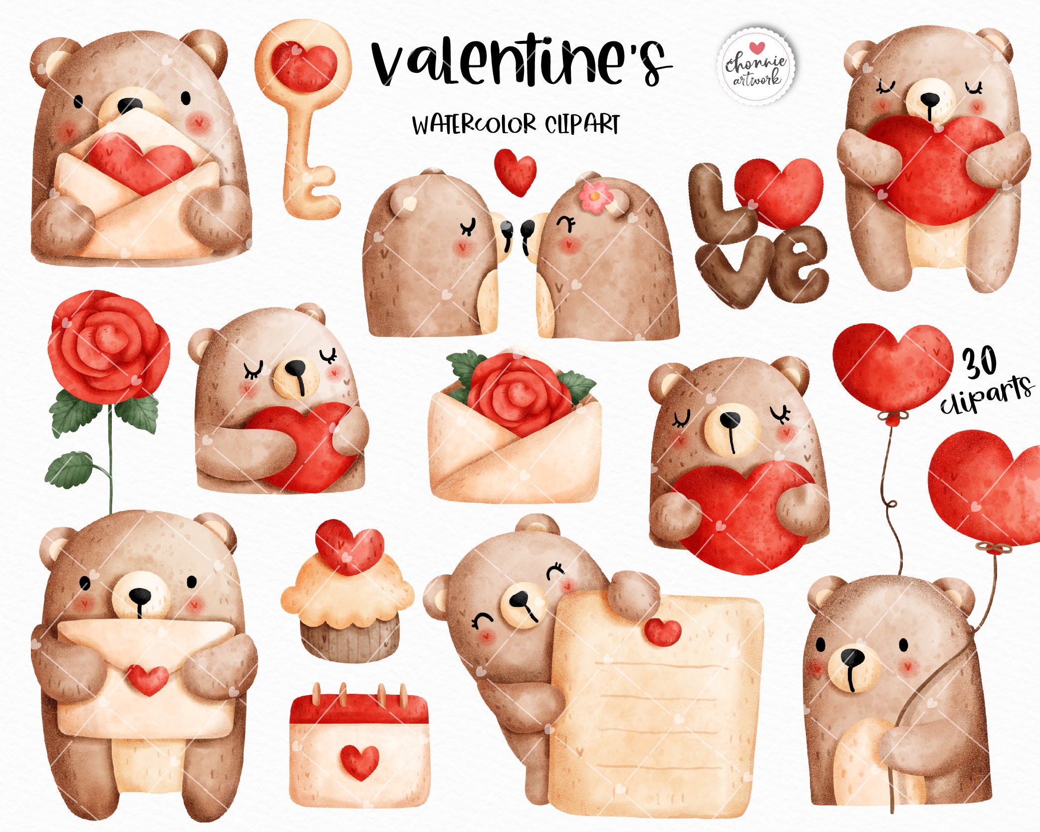 Valentine's Day Teddy Bear Teddy Bear Clipart Love | Etsy