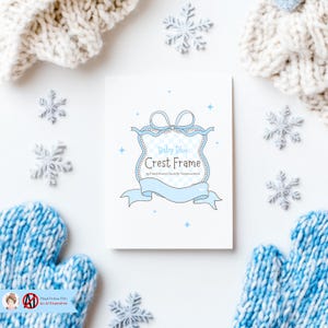 Blue Coquette Ribbon Bow Crest Frame PNG SVG Clipart Romantic Crest ...