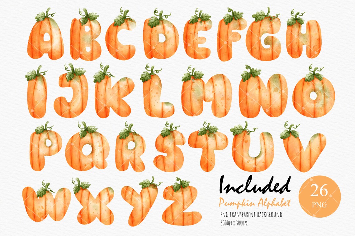 Pumpkin Alphabet Clipart Pumpkin Font Clipart Halloween - Etsy