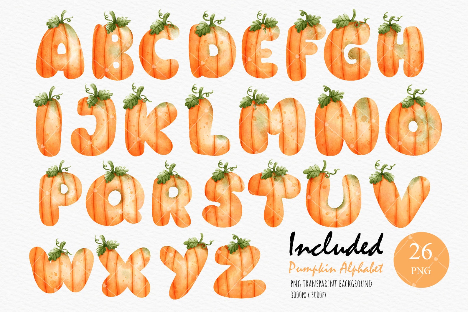 Pumpkin Alphabet Clipart Pumpkin Font Clipart Halloween - Etsy