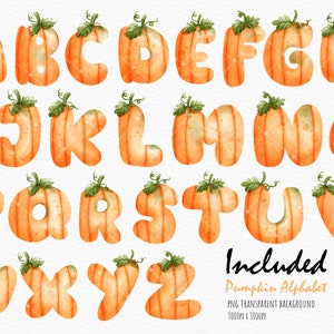 Pumpkin Alphabet Clipart, Pumpkin Font Clipart, Halloween Pumpkin ...