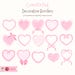 Whimsical Hand-drawn Valentine's Pink Ribbon Frame Clipart Set SVG PNG ...