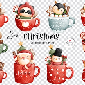 Christmas Mug Clipart Christmas Animal Clipart Animal Mug - Etsy