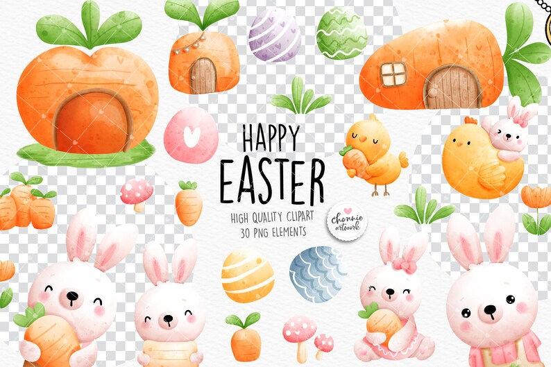 Easter Bunny House Clipart Easter Rabbit Clipart Rabbit - Etsy