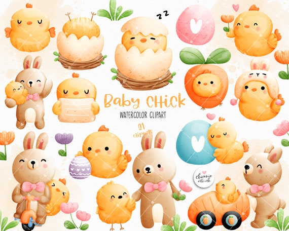 Baby Chicken Clipart Easter Chicken Clipart Rabbit Clipart | Etsy