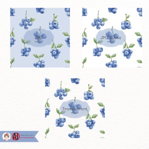 Blueberry Seamless Patterns, Blueberry Pattern, Blueberry Bow Digital ...
