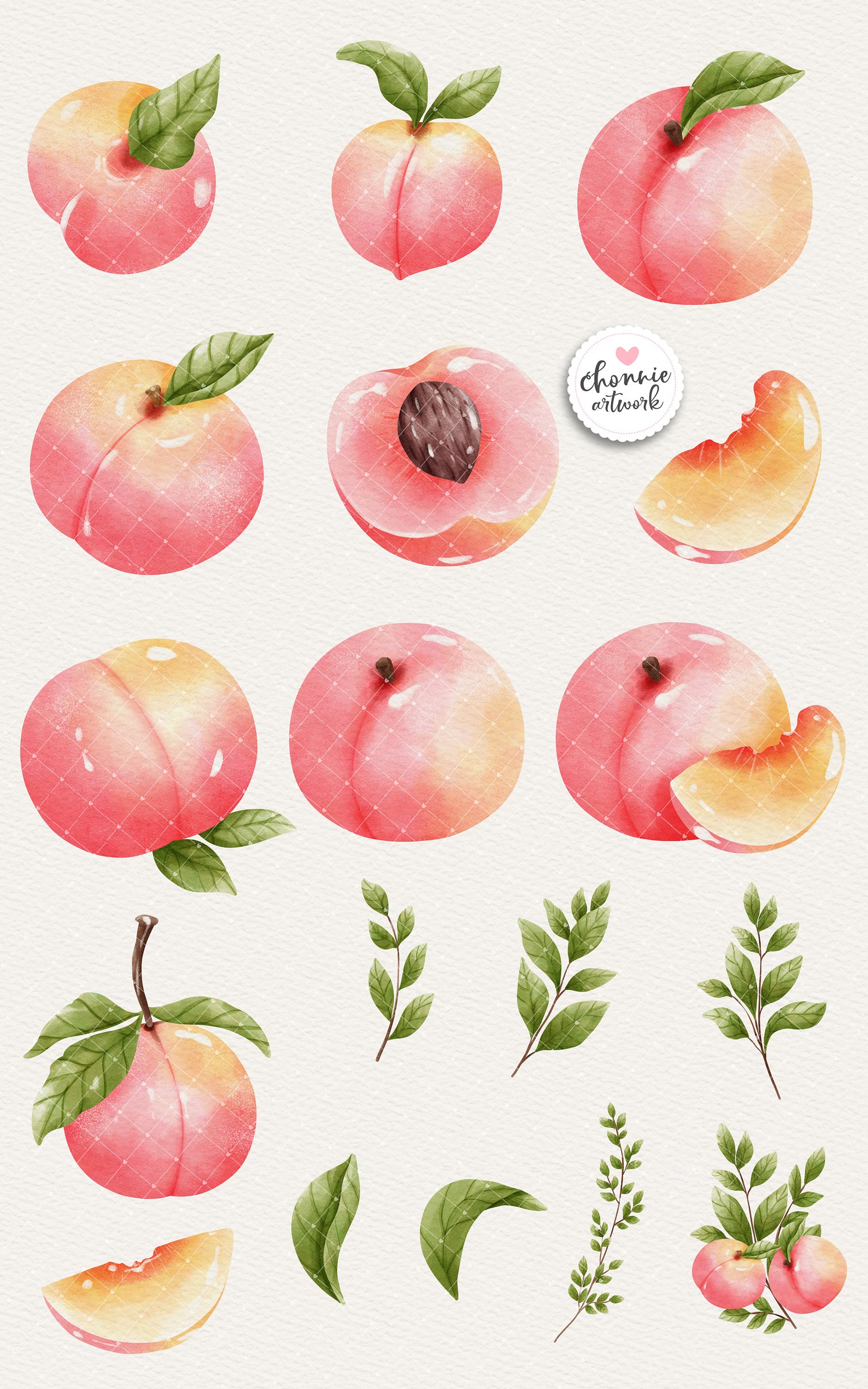 Peaches Watercolor Clipart Peaches Clipart Fruits Clipart - Etsy