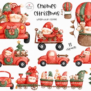 Christmas Gnome Car Clipart Christmas Truck Clipart | Etsy