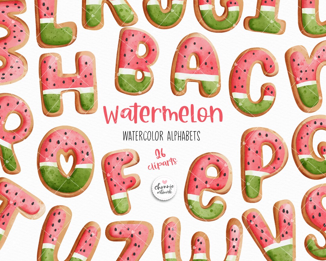 Watermelon Cookies Alphabet, Watermelon Alphabet, Valentines Alphabet ...