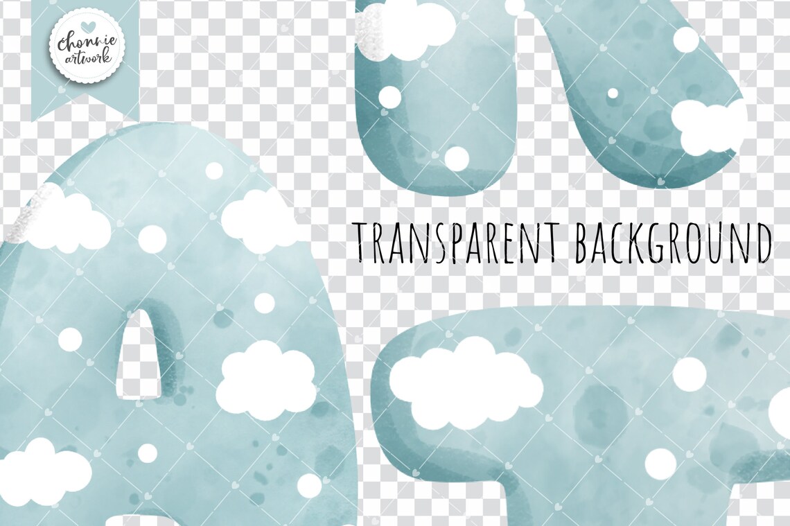 Blue Sky Alphabet Cloud Alphabet Angel Alphabet Blue Font - Etsy