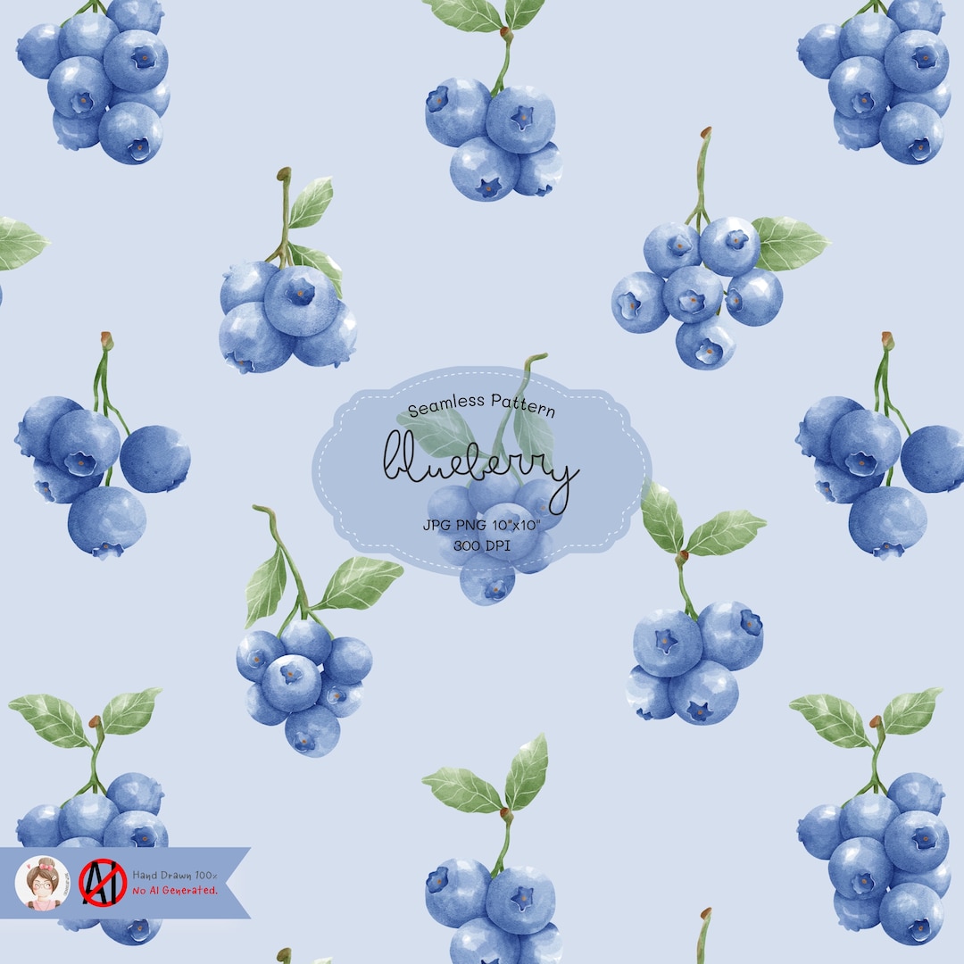 Blueberry Seamless Patterns, Blueberry Pattern, Blueberry Bow Digital ...
