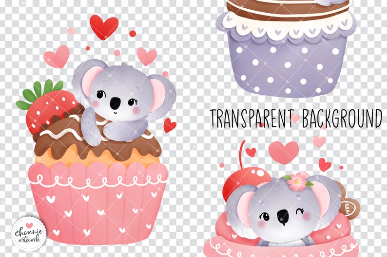 Valentine's Koala Cupcake Clipart Koala Clipart Baby - Etsy