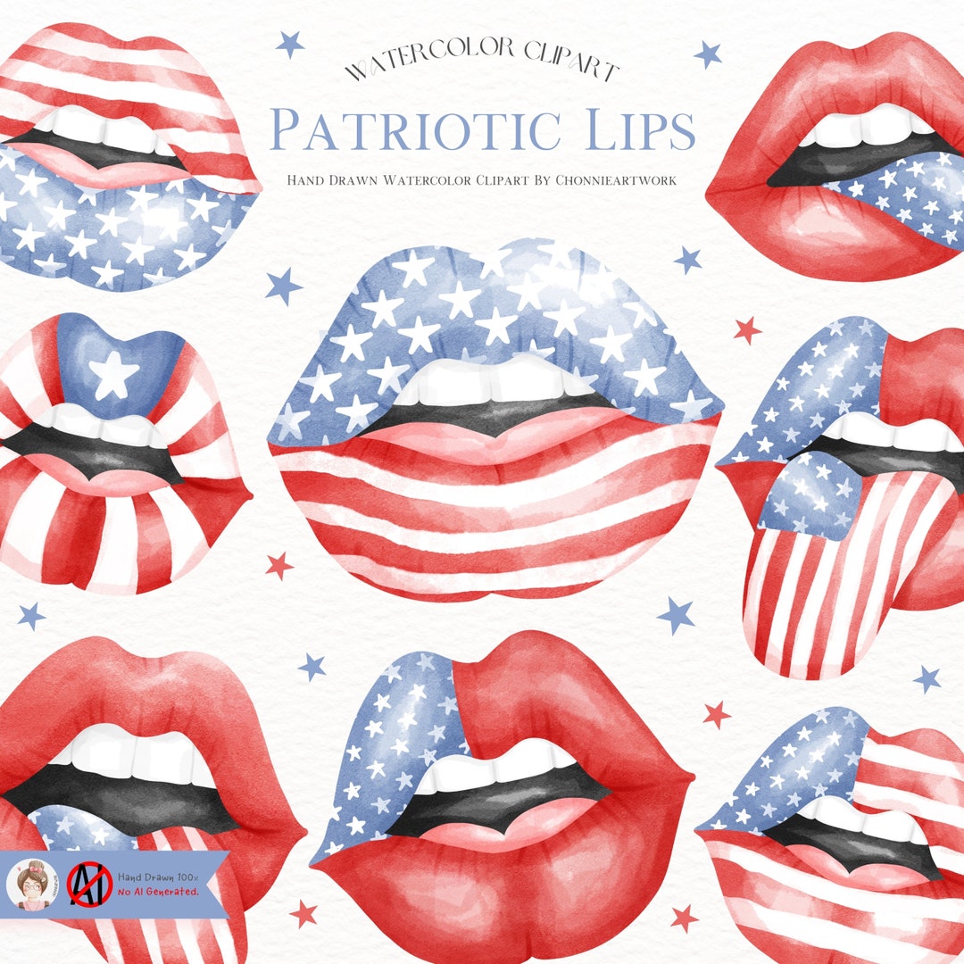 Patriotic Lip PNG, 4th of July PNG, American Flag Lips Png, 4th of July ...