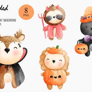 Watercolor Halloween Animals Clipart - Halloween Download - Instant ...