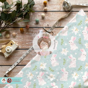 Spring Bunny Lily Seamless Pattern, Easter Rabbit Pattern, Cute Digital ...