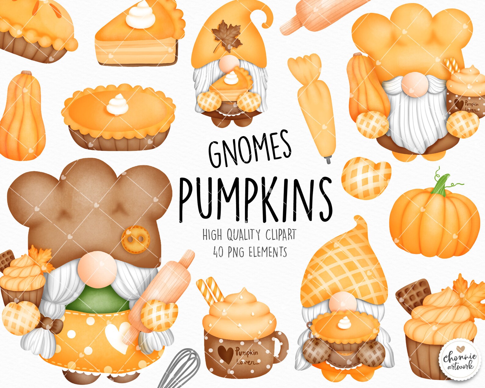 Pumpkin Pie Gnome Clipart Gnomes Pumpkin Pie Clipart Pumpkin - Etsy