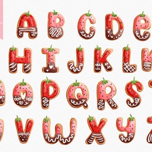 Strawberry Chocolate Alphabet, Strawberry Alphabet, Valentines Alphabet ...