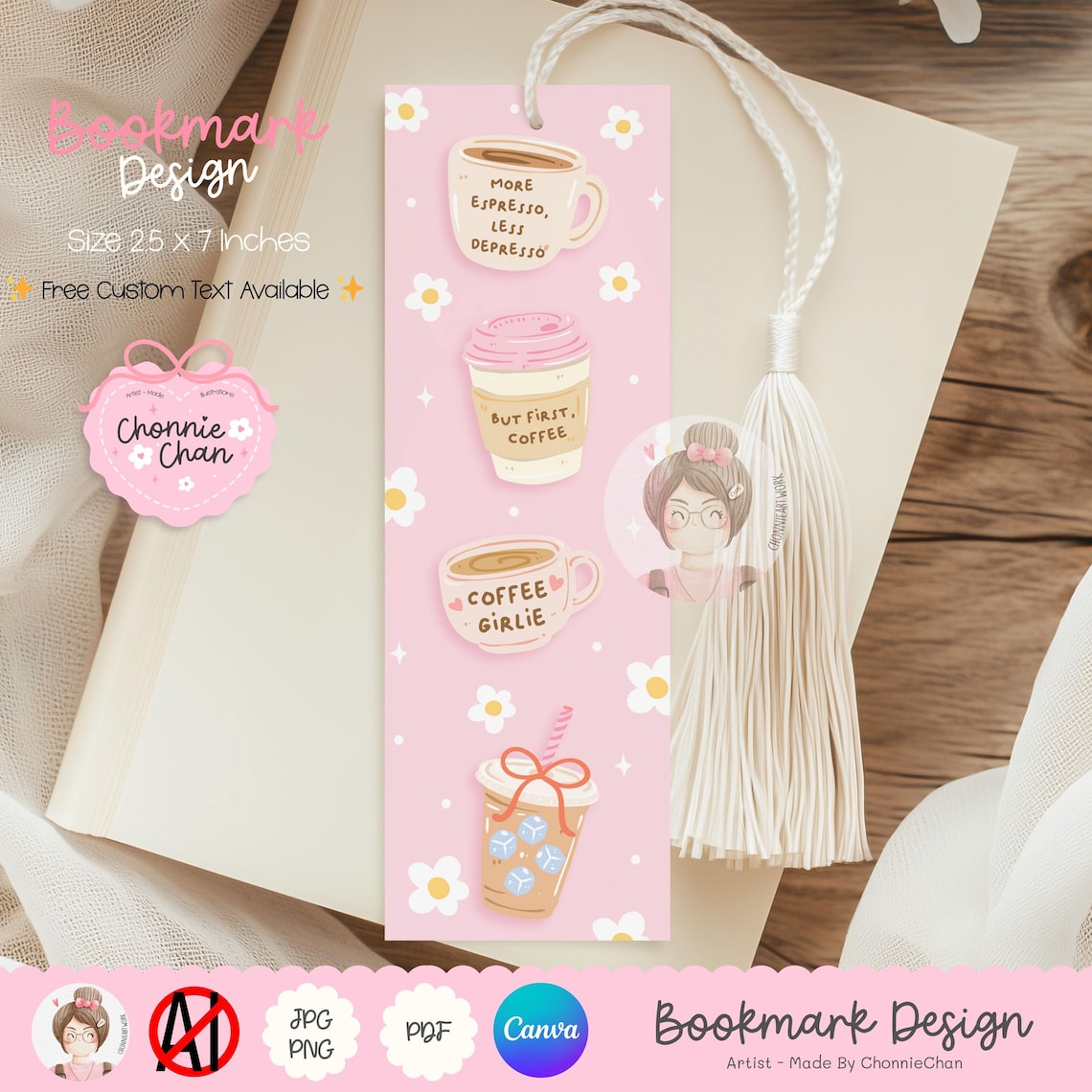 Books and Coffee Bookmark, Bookish Bookmarks, Bookish Coffee Lover ...