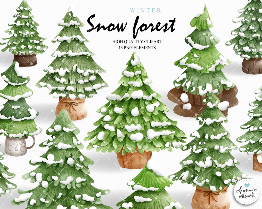 Christmas Tree Watercolor Clipart, Pine Tree Clipart, Christmas Tree ...