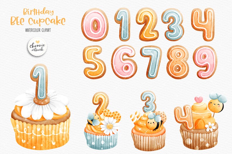 Birthday Bee Cupcake Honeybee Clipart Bee Clipart Birthday - Etsy