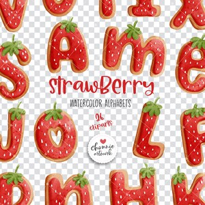 Strawberry Cookies Alphabet, Strawberry Alphabet, Valentines Alphabet ...