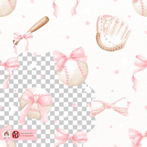 Pink Coquette Baseball Seamless Pattern, Baseball Seamless Pattern ...