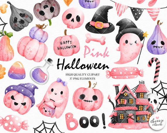 Pink Halloween Clipart Halloween Clipart Pink Ghost Clipart - Etsy