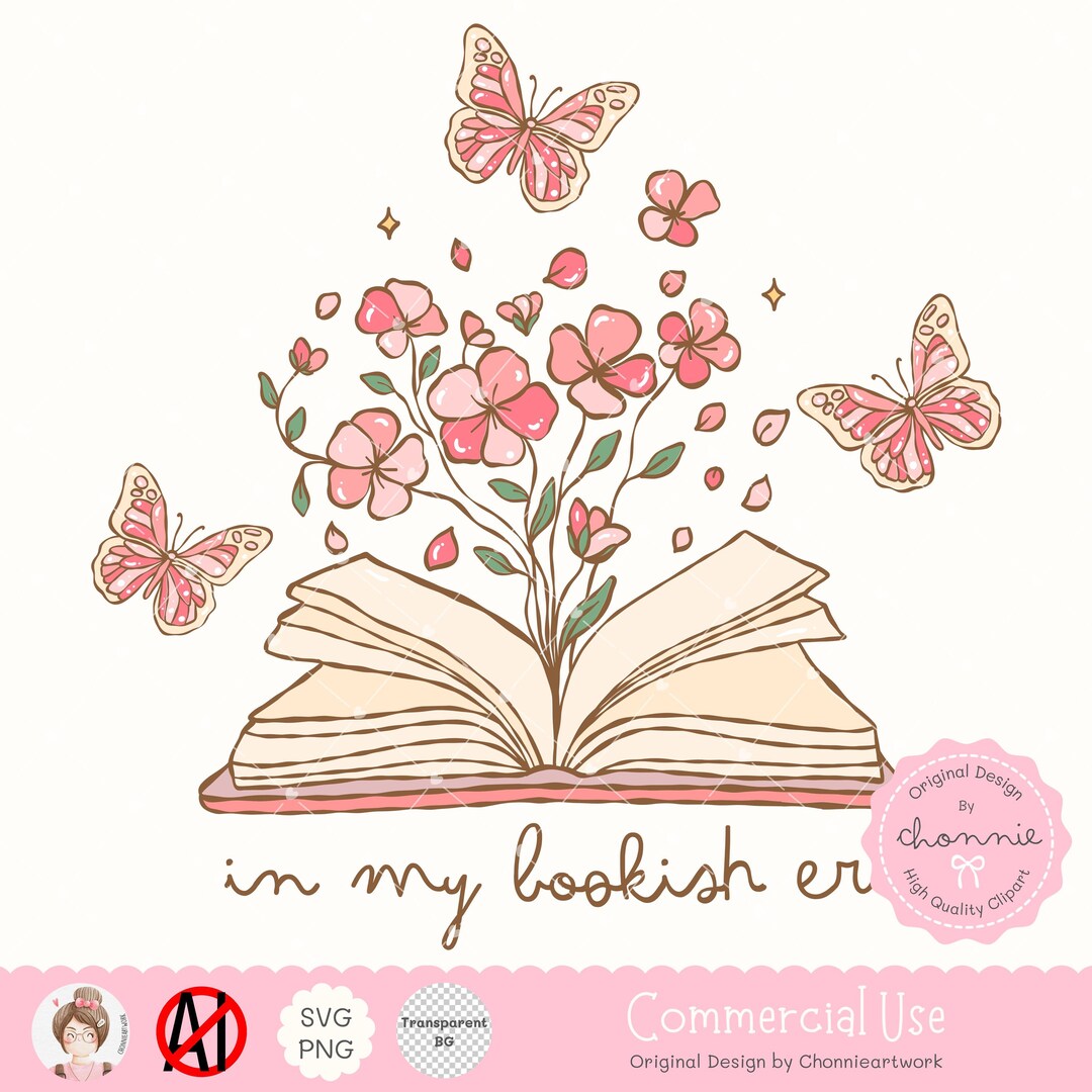 In My Bookish Era SVG PNG EPS – Aesthetic Floral Book Butterfly Design ...