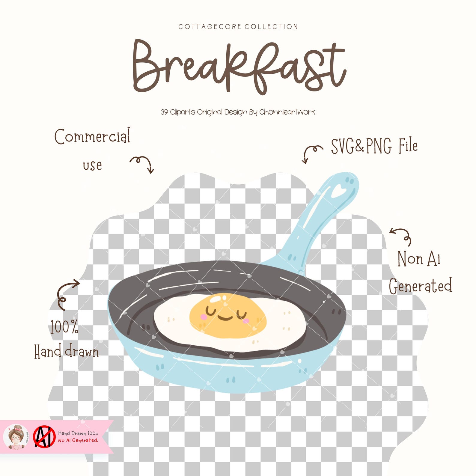 Cottagecore Breakfast Clipart Set Cute Kawaii Morning Food Illustration ...