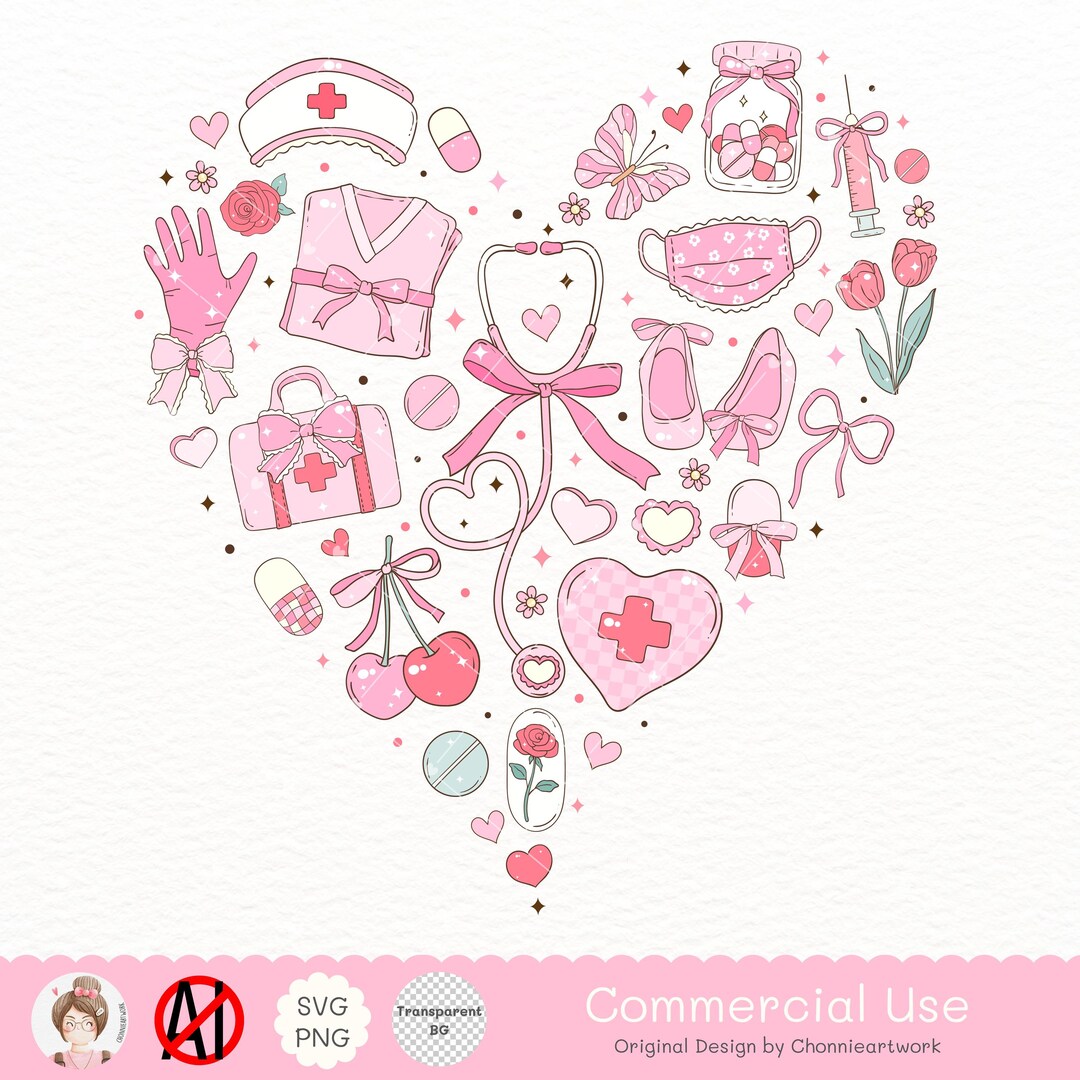 Vintage Coquette Nurse Life Planner Clipart Pink Nurse Png Svg Medical ...