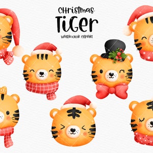 Christmas Tiger Clipart Year of the Tiger Christmas Clipart. - Etsy